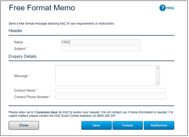 Send Free Format Message to Bank